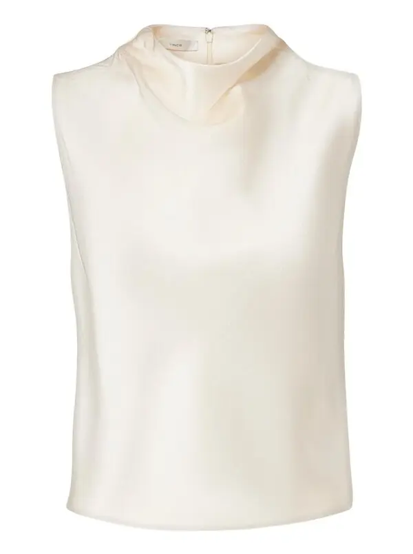 Vince Cropped Satin Top - White