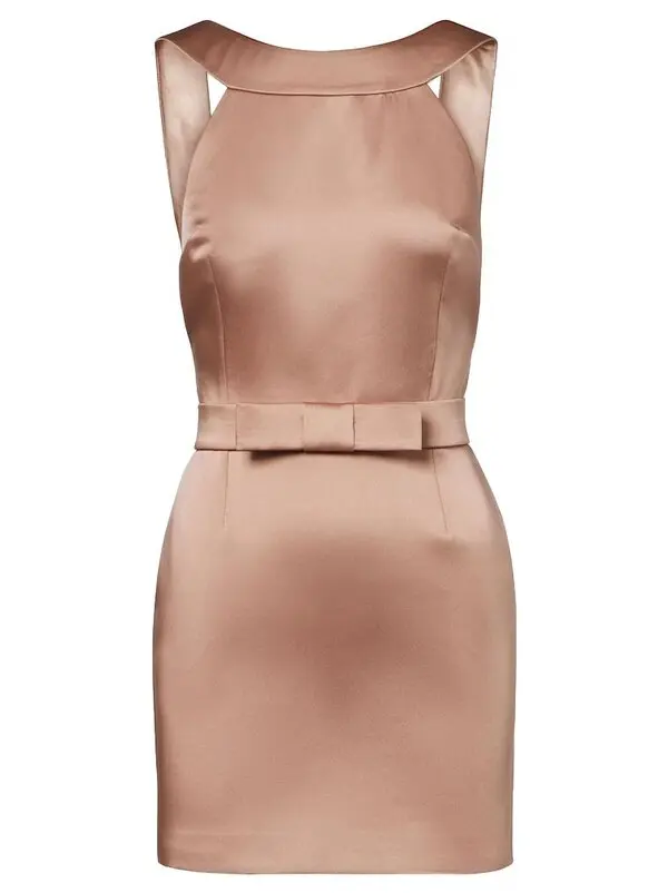 THE NEW ARRIVALS ILKYAZ OZEL Delphine Bow-detail Satin Mini Dress - Pink