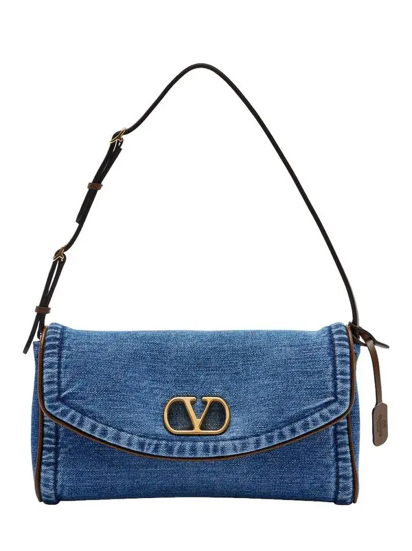 Valentino Garavani Devain Small Denim Shoulder Bag - Blue
