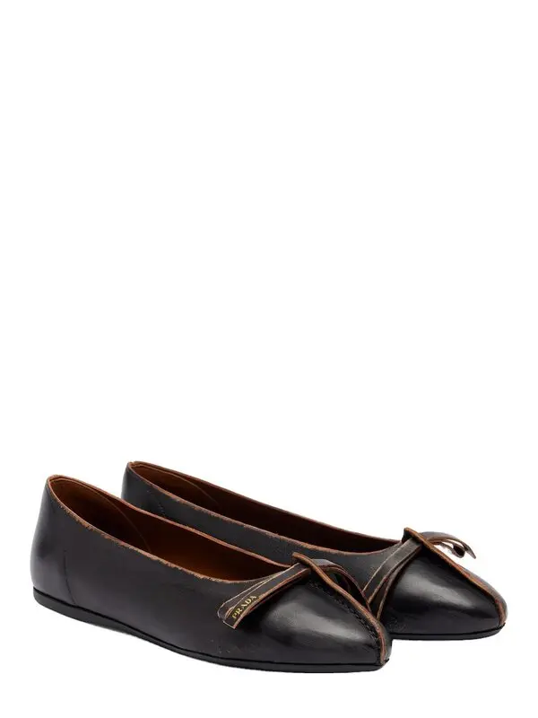 Prada Leather Ballet Flats - Brown