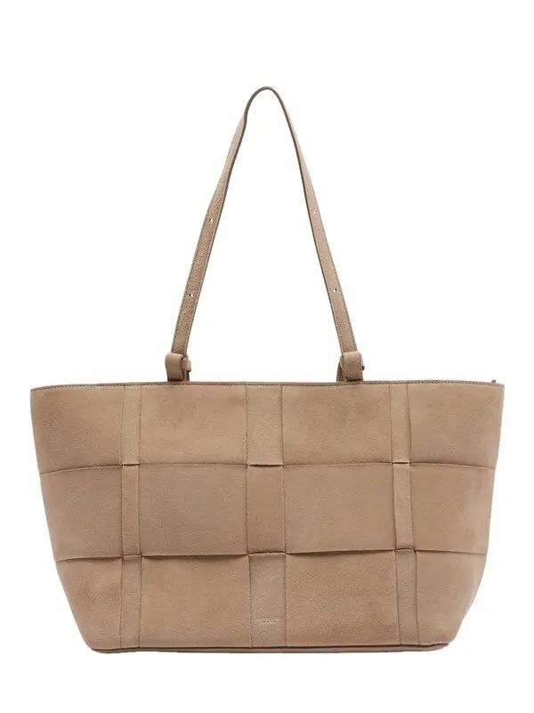 DEMELLIER Florence Large Suede Tote Bag - Beige
