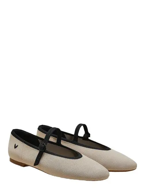 Vivaia Almond-toe Mary Jane Ballet Flats - Almond Black