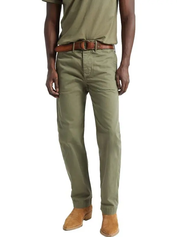 Double Rl Officer Cotton Twill Chinos - Olive