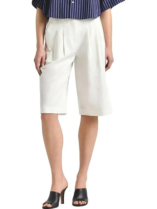 Derek Lam 10 Crosby Celina Pleated Bermuda Shorts - Soft White
