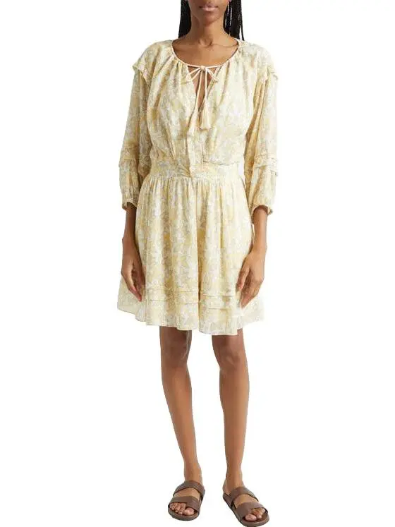 Derek Lam 10 Crosby Solange Print Voile Mini Dress - Valiase Yellow Floral