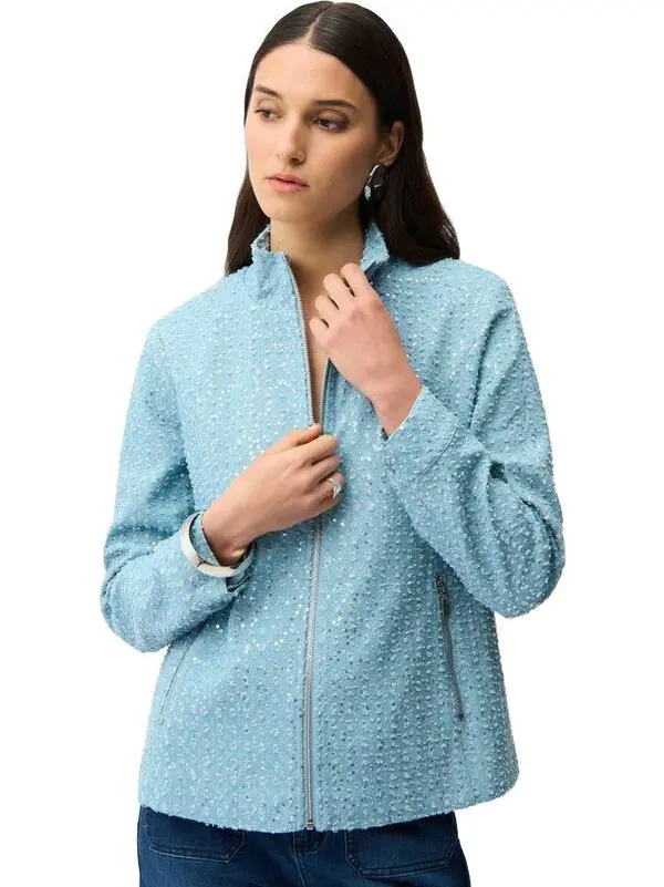 Joseph Ribkoff Denim Jacket With Sequins - Sky Blue