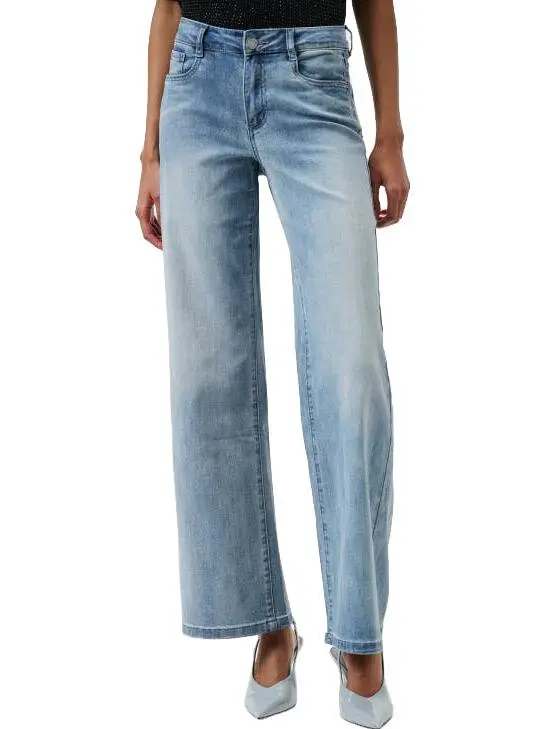 Joseph Ribkoff Classic Wide-leg Stretch Jeans - Light Blue Denim