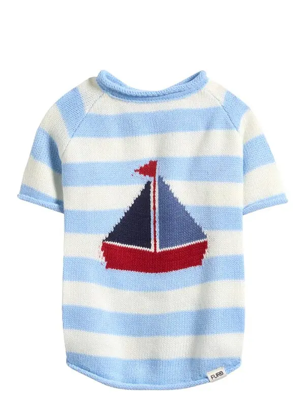 FURB Ship Ahoy Stripe Pet Sweater - Blue/ivory
