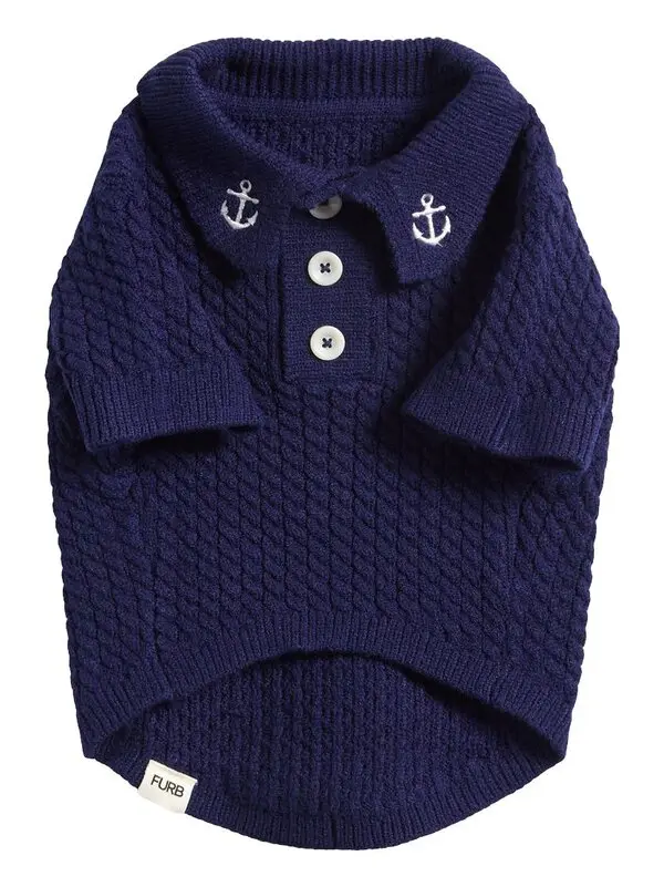 FURB Anchor Embroidered Collar Pet Sweater - Navy