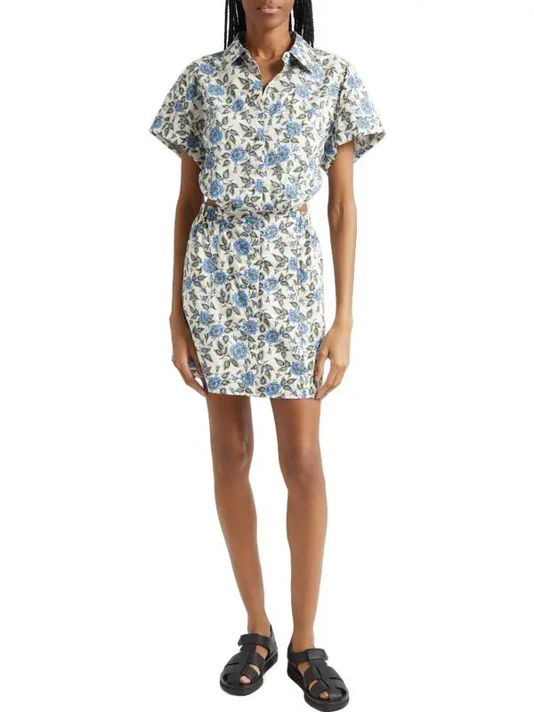 Derek Lam 10 Crosby Alba Cutout Back Mini Shirt Dress - Blue Bell Floral