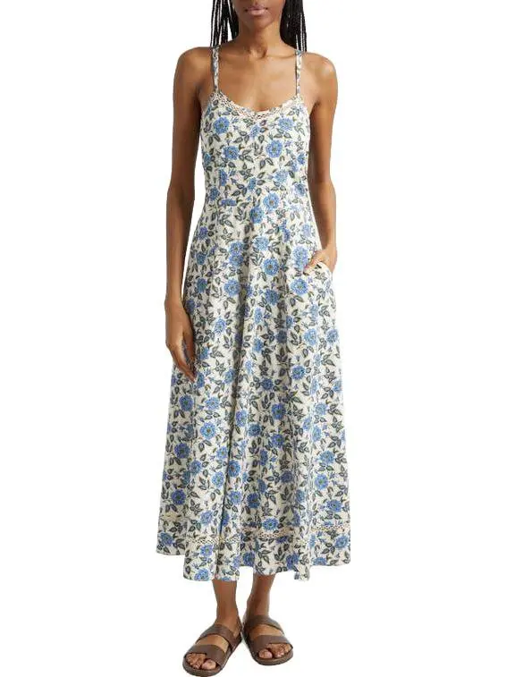 Derek Lam 10 Crosby Adair Print Sleeveless Midi Dress - Blue Bell Floral