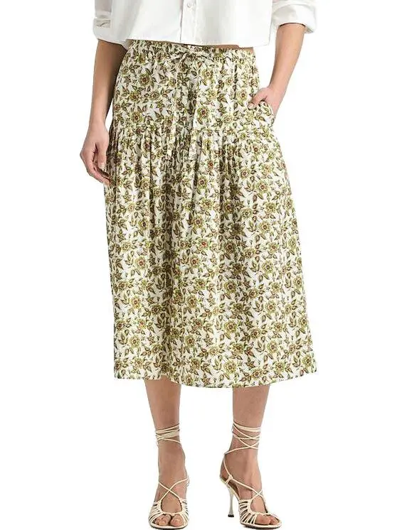 Derek Lam 10 Crosby Beau Floral Midi Skirt - Green/pink Floral