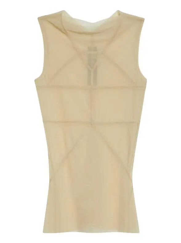 Rick Owens Temple Sleeveless Tulle Top - Sand