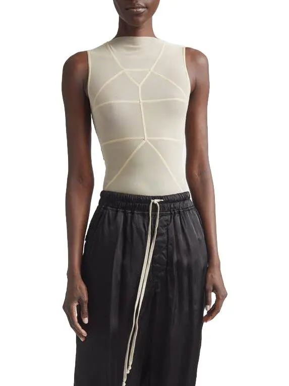 Rick Owens Temple Sleeveless Tulle Top - Sand