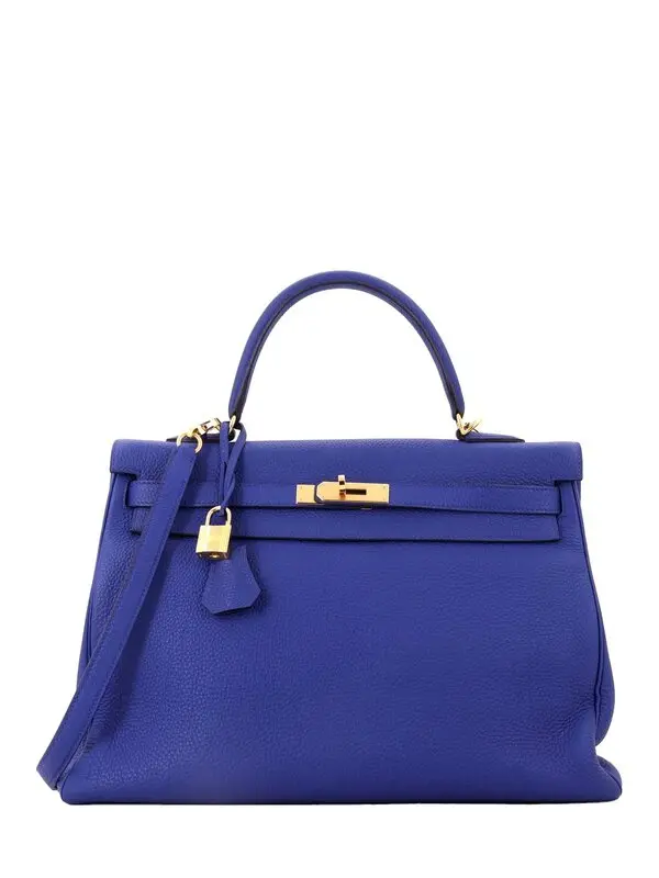 Hermès Kelly Handbag Blue Togo With Gold Hardware 35 - Bleu Electrique