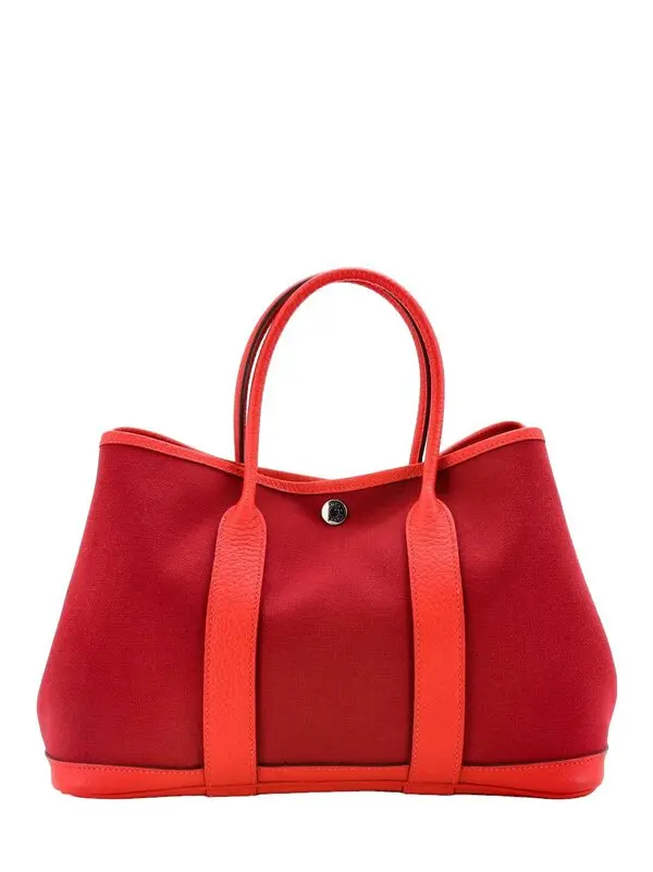Hermès Garden Party Tote Toile And Leather 30 - Rouge Grenat
