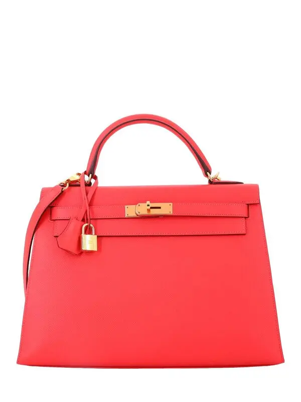 Hermès Kelly Handbag Red Epsom With Gold Hardware 32 - Rouge Pivoine