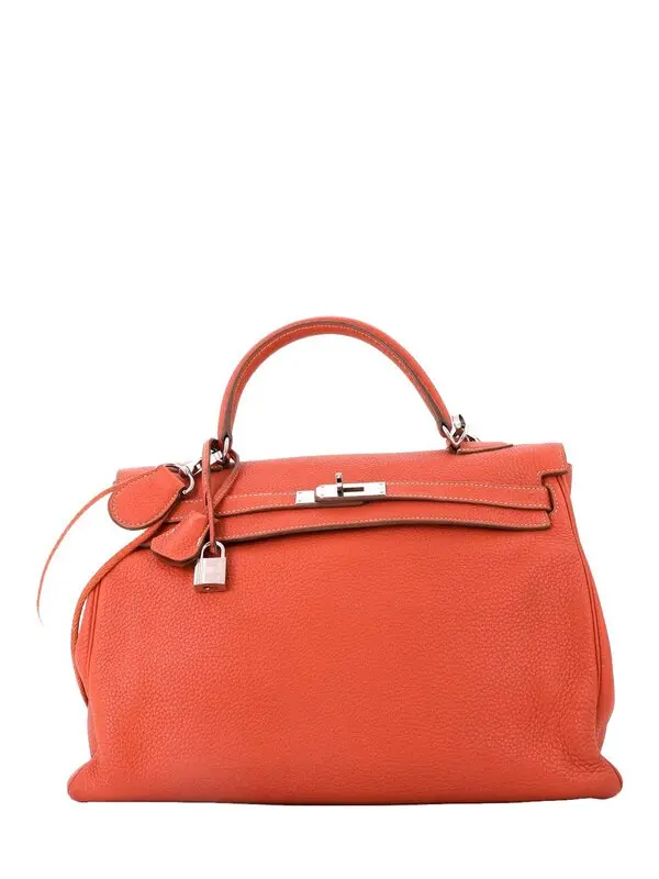 Hermès Kelly Amazone Handbag Orange Clemence With Palladium Hardware 35 - Sanguine