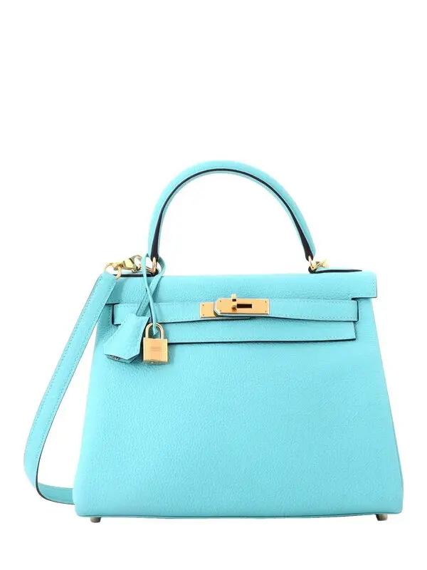 Hermès Kelly Handbag Blue Togo 28 With Gold Hardware - Bleu Atoll