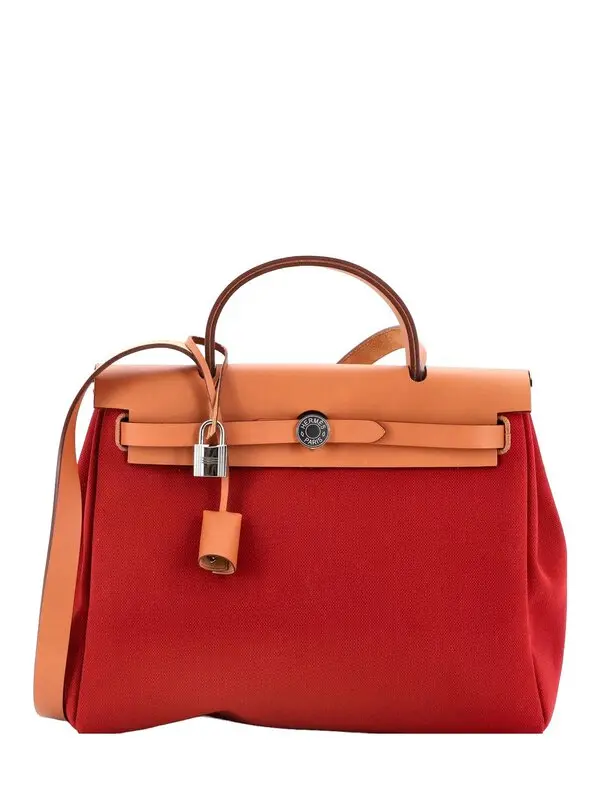 Hermès Herbag Zip Leather And Toile 31 - Rouge Grenat