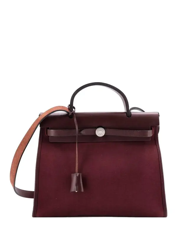 Hermès Herbag Zip Leather And Toile 31 - Bordeaux