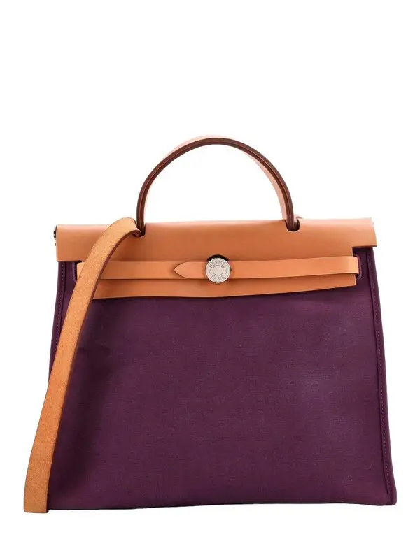 Hermès Herbag Zip Leather And Toile 31 - Cassis