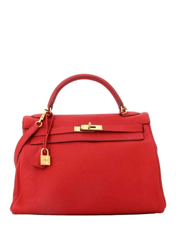 Hermès Kelly Handbag Red Togo 32 With Gold Hardware - Vermillon