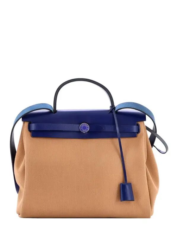 Hermès Herbag Zip Leather And Toile 31 - Bleu Saphir