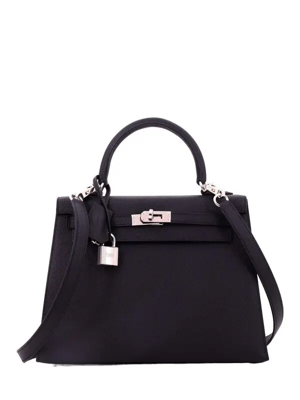 Hermès Kelly Handbag Black Epsom With Palladium Hardware 25 - Noir