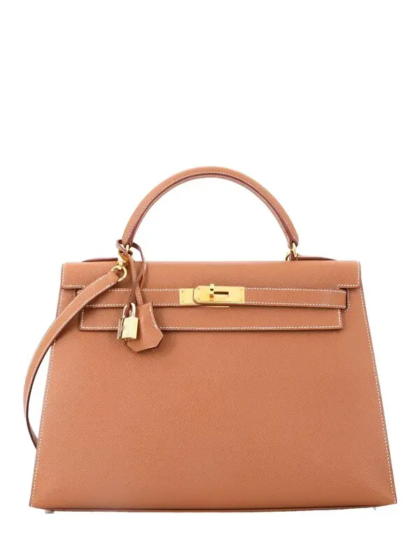 Hermès Kelly Handbag 32 Brown Courchevel With Hardware - Gold