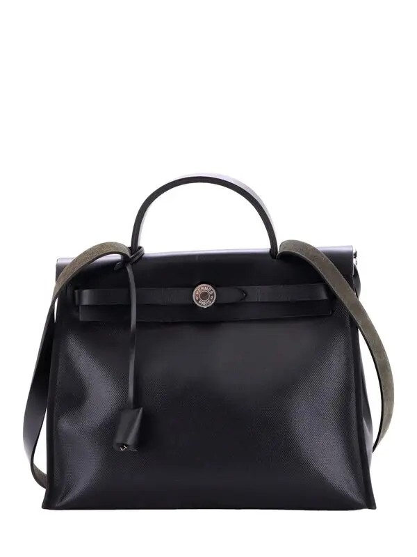 Hermès Herbag Zip Berline Vache Canvas And Leather 31 - Noir