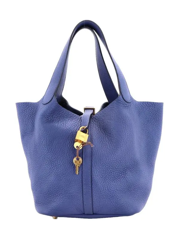 Hermès Picotin Lock Bag Clemence Mm - Bleu Brighton