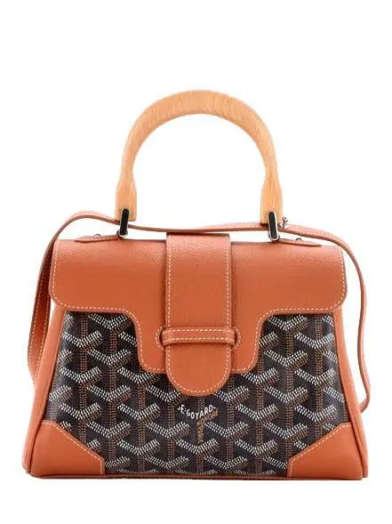 Goyard Saigon Top Handle Bag Coated Canvas With Leather Mini - Brown