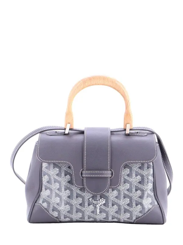 Goyard Saigon Top Handle Bag Coated Canvas With Leather Mini - Grey