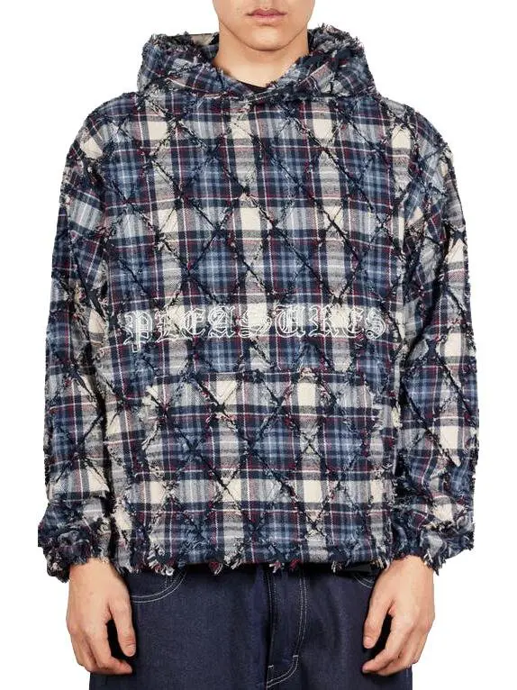 PLEASURES Mystic Flannel Poncho Hoodie - Navy
