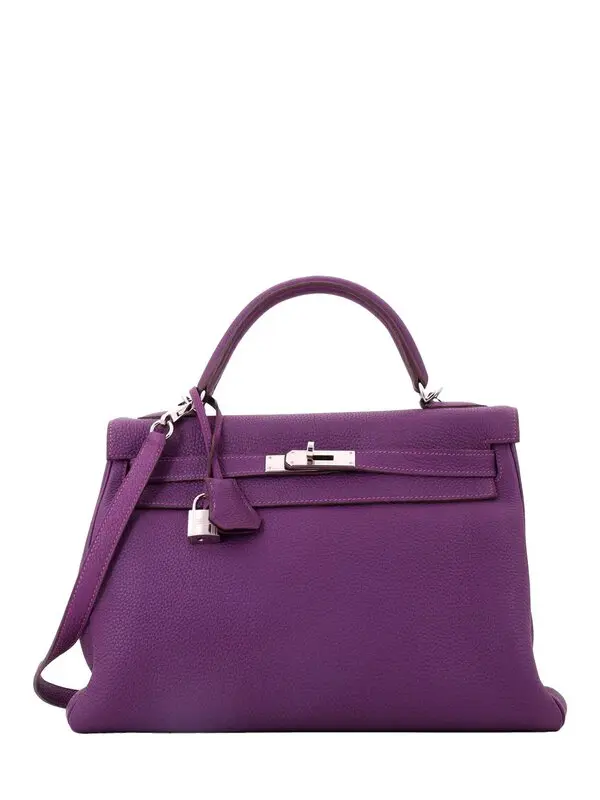 Hermès Kelly Handbag Purple Togo With Palladium Hardware 32 - Anemone