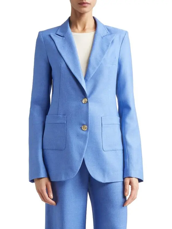 St. John Wool And Silk Basket Weave Jacket - Periwinkle