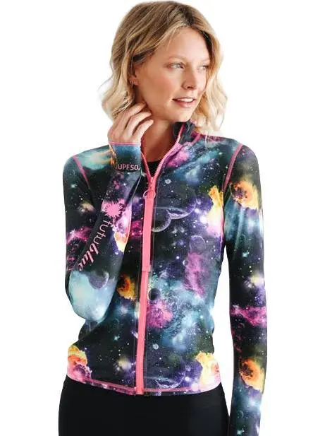 Tutublue Full Zip-front Rash Guard Swim Top Upf 50 - Galaxy Nebula