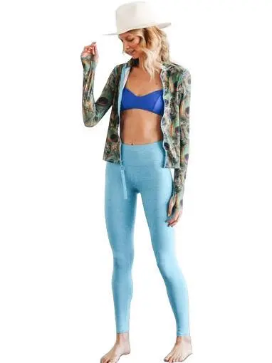 Tutublue Full Zip-front Rash Guard Swim Top Upf 50 - Peacock Feather Motif