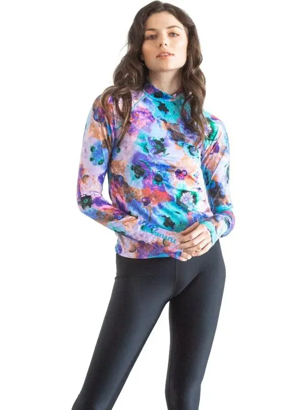 Tutublue Pullover Raglan Rash Guard Swim Top Upf 50 - Floral Poppy