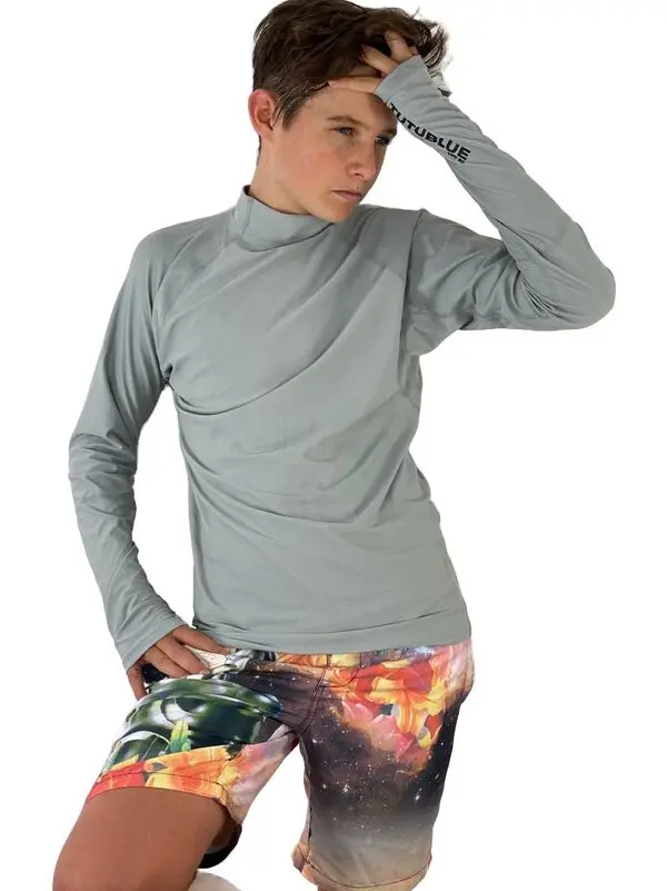Tutublue Upf 50 Pullover Rash Guard Swim Top - Solid Gray