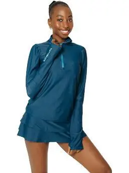 Tutublue Upf 50 Zip-front Rash Guard Swim Top - Medium Teal Turquoise