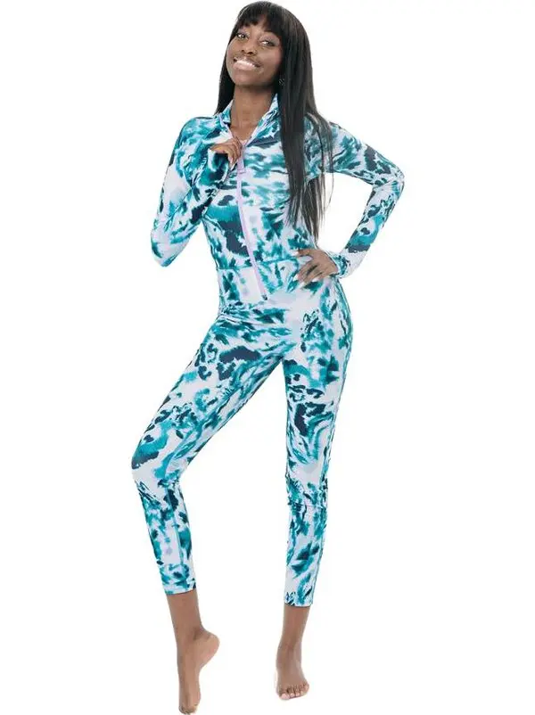 Tutublue Full-body One-piece Swimsuit Upf 50 - Ocean Blue Leopard