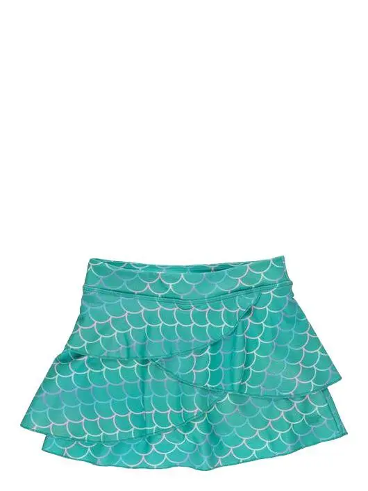 RUFFLEBUTTS Tiered Skort - Marine Green Scales