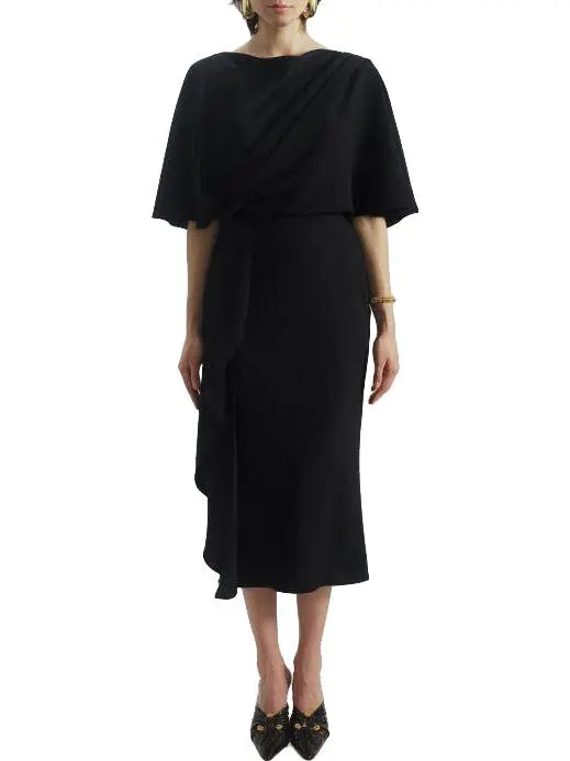 Amsale Draped Bodice Dress - Black