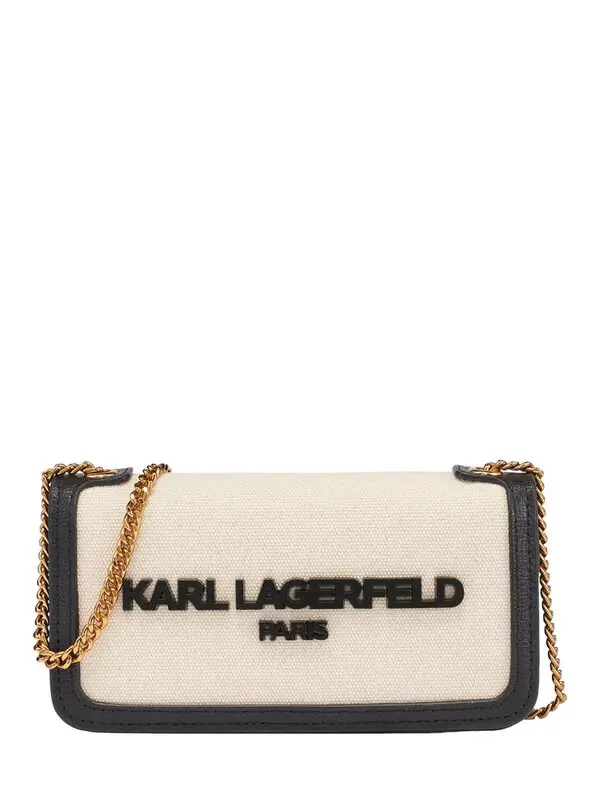 Karl Lagerfeld Paris Kosette Canvas Shoulder Bag - Natural/black