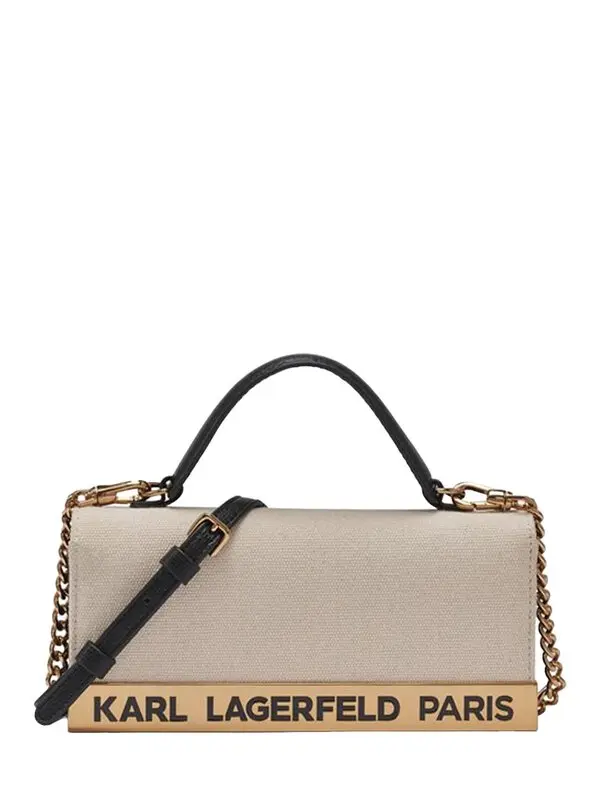 Karl Lagerfeld Paris Jacqueline Canvas Crossbody - Natural/black