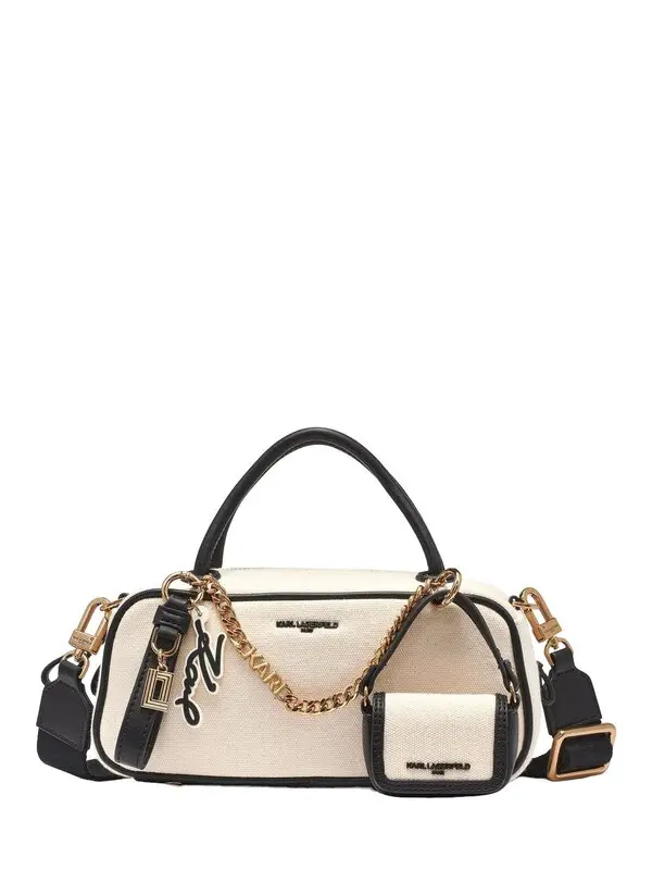 Karl Lagerfeld Paris Zaylia Canvas Mini Crossbody - Natural/black