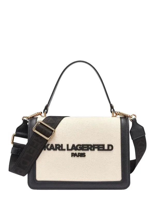 Karl Lagerfeld Paris Simione Canvas Satchel - Natural/black