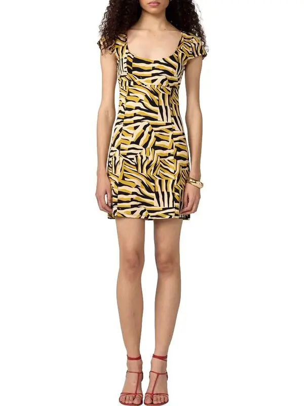 Diane Von Furstenberg Dani Print Minidress - Sun Tiger Lemon Curry
